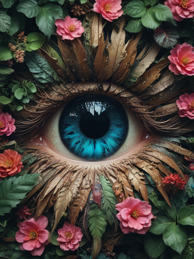Nature's Eye: A Stunning Fusion of Floral Beauty and Natural Elements