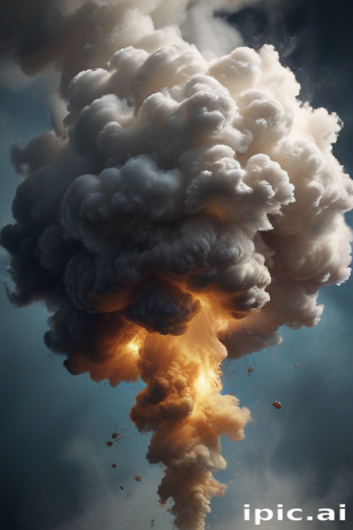 Massive Explosion Creating Towering Clouds of Smoke and Fire Debris