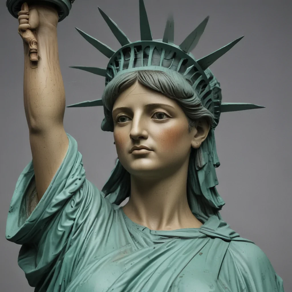 A Detailed Close-Up of the Iconic Statue of Liberty Sculpture