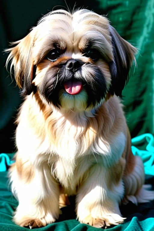 A Cute and Playful Lhasa Apso Dog with Fluffy Fur Sitting Proudly