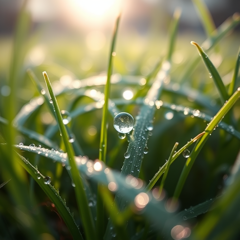 Morning Dew: A Close-Up of Nature's Beauty on Fresh Green Grass