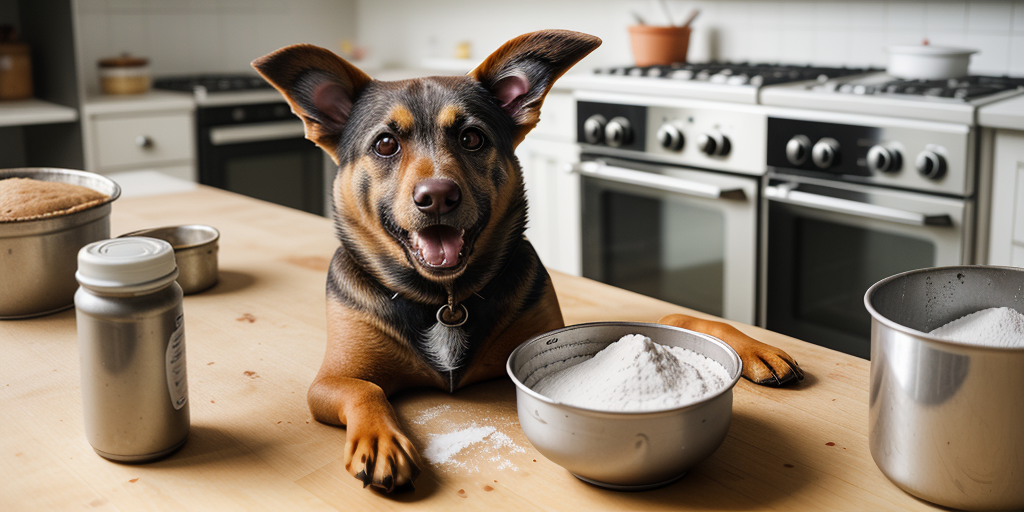 Playful Dog Enjoys Baking Time in a Cozy Kitchen Setting