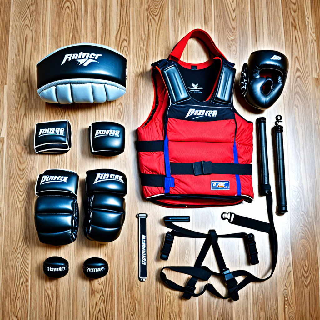a bunch of fighting gear