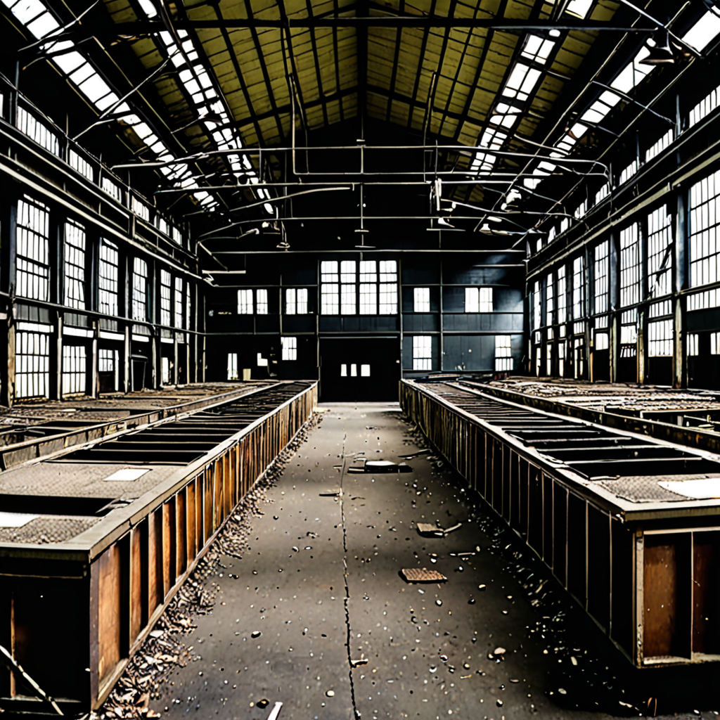 inside disused spooky factory, masterpiece, best quality, phot0