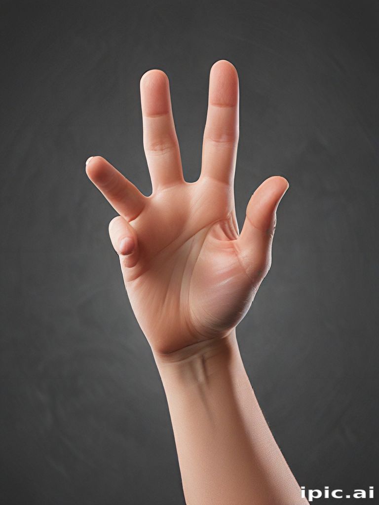 Human Hand Displaying a Gesture with Four Extended Fingers and Thumb