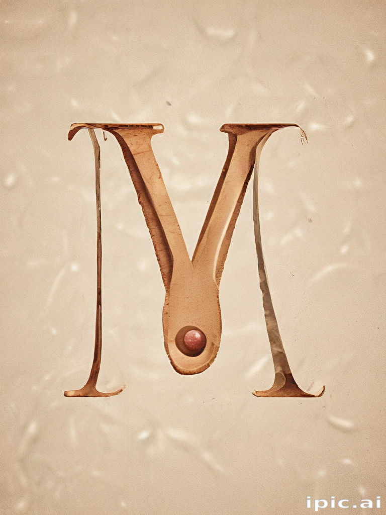 Stylized Letter M with Unique Design Element and Textured Background