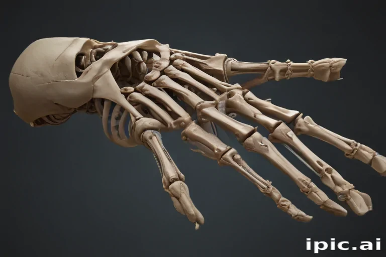 Detailed 3D Model of a Human Skeleton Hand in Anatomical Position