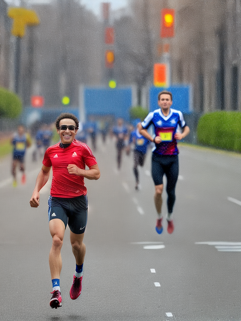 I want a picture of someone smiling while running