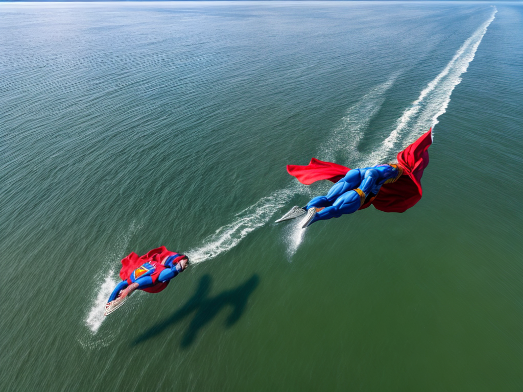 Superman diving in the ocean