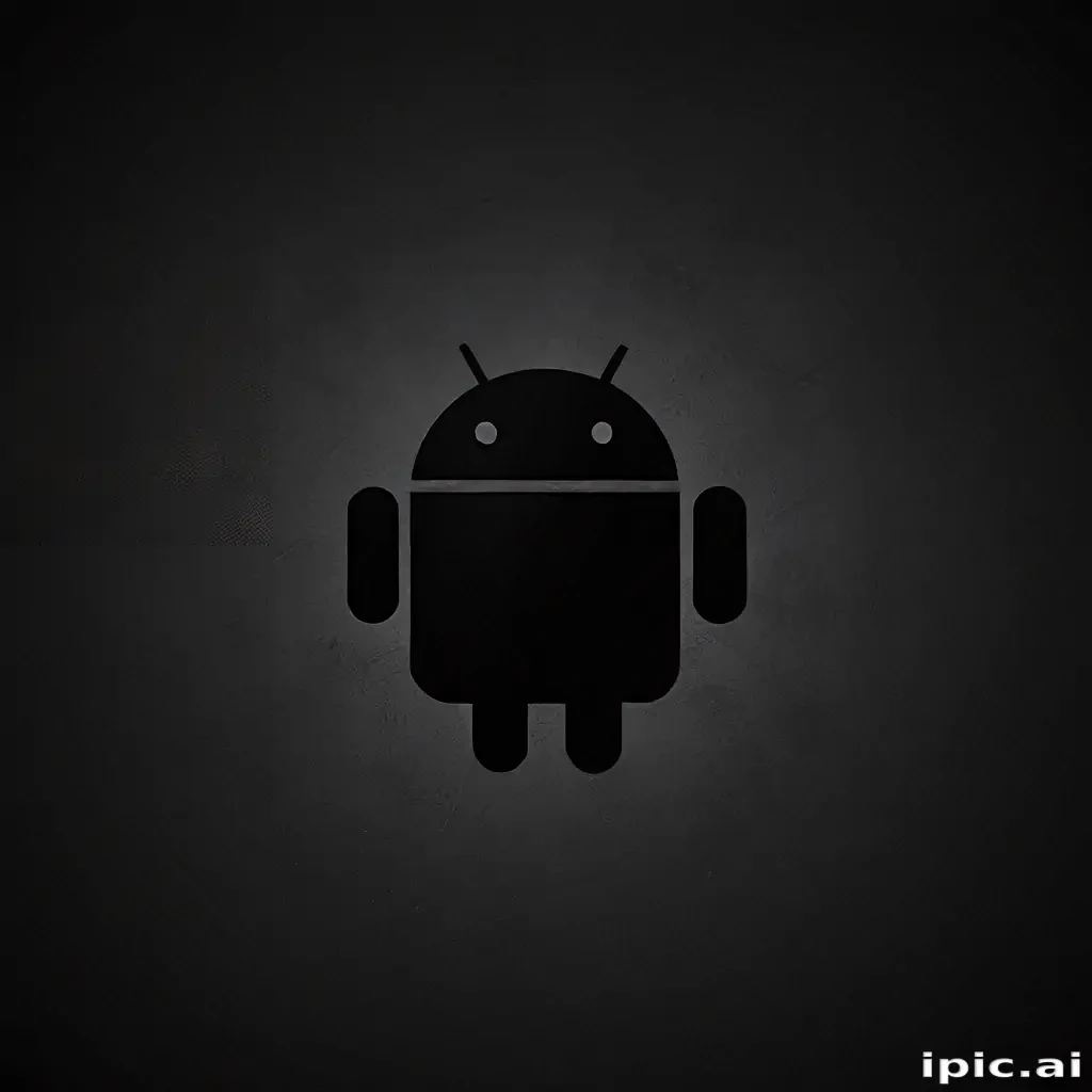 Stylized Black Android Logo on a Dark Textured Background Design