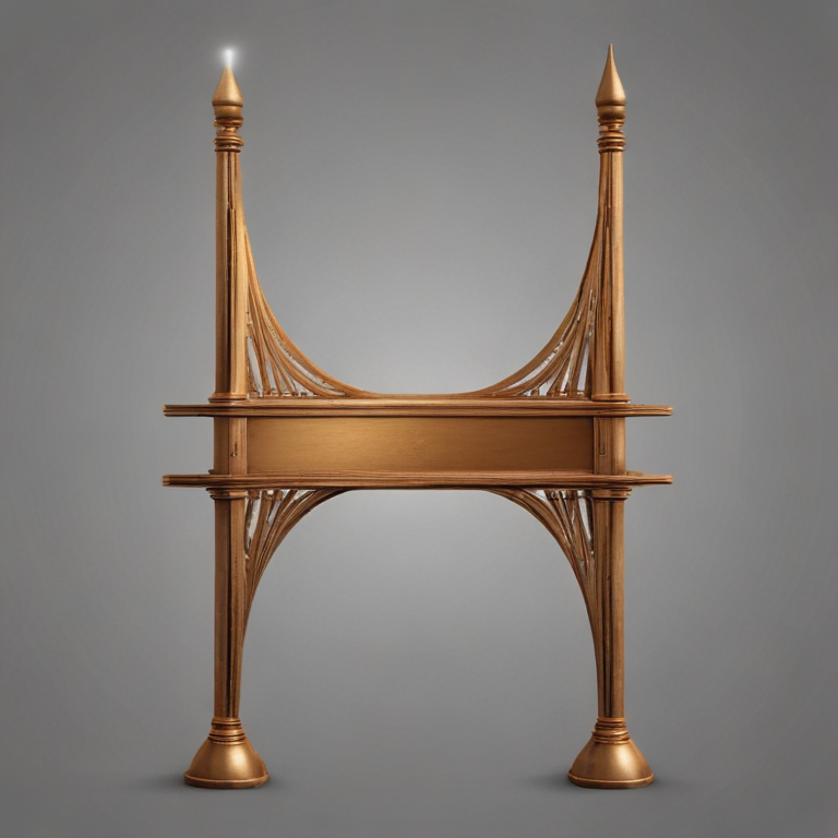 Elegant Wooden Table with Intricate Design and Decorative Spires