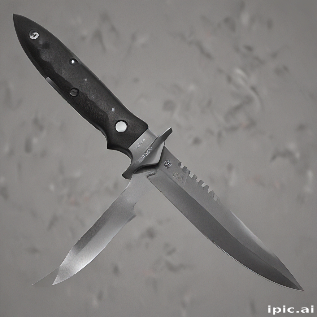 Stylish Dual-Blade Knife with Black Handle Against a Textured Background