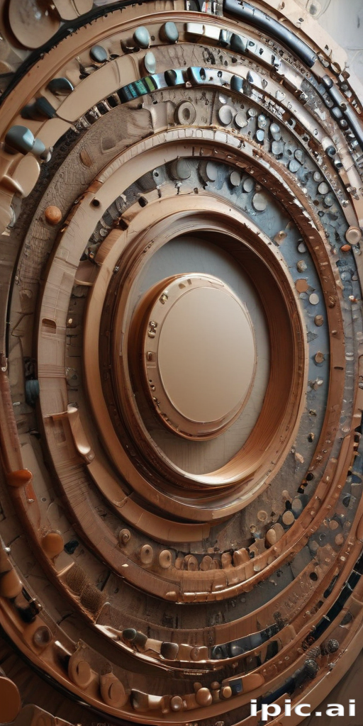 Intricate Circular Design Featuring Layers of Wood and Metal Textures
