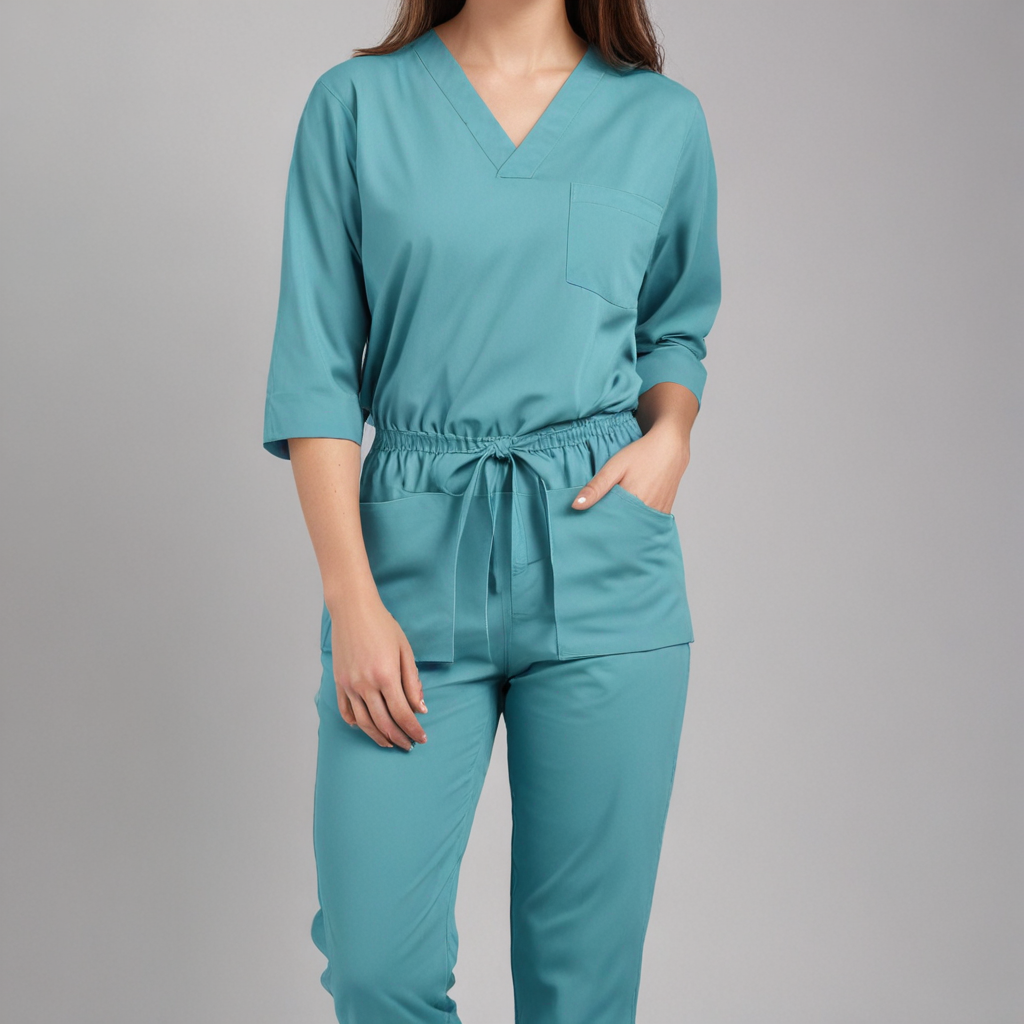 cyan color scrub suit