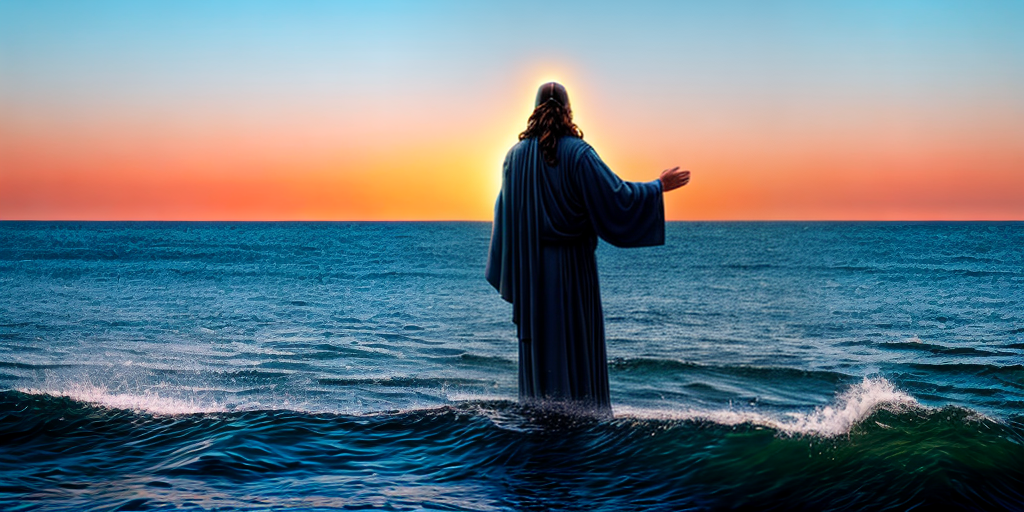 Jesus calming the ocean