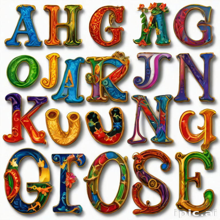 Colorful Decorative Letters Forming a Whimsical and Artistic Alphabet ...