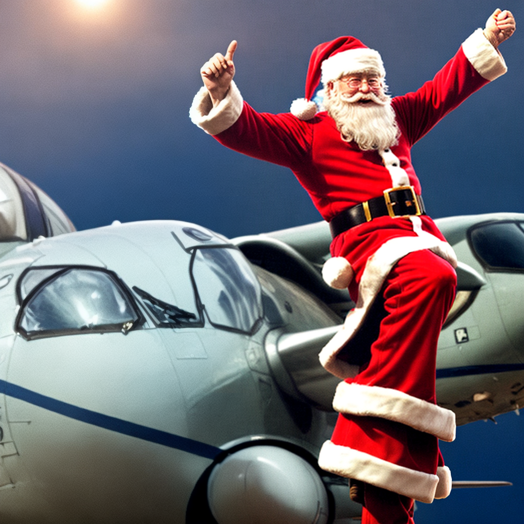 santa clause in airplane