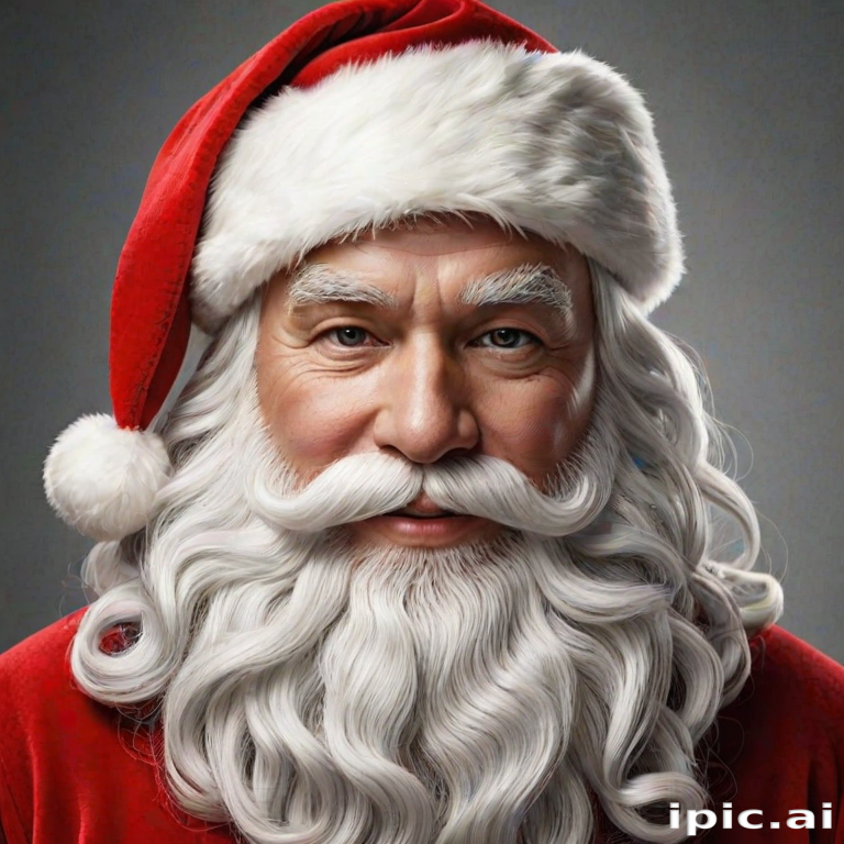 Jolly Old Man with a White Beard Dressed as Santa Claus