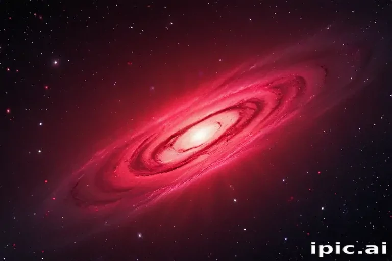 Stunning Cosmic Beauty: A Vibrant Red Spiral Galaxy in Deep Space
