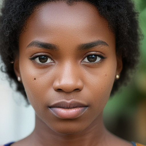 Face of a African lady not smiling