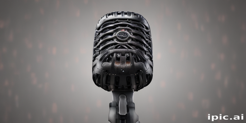 Vintage Microphone Standing Tall Against a Soft, Blurred Background