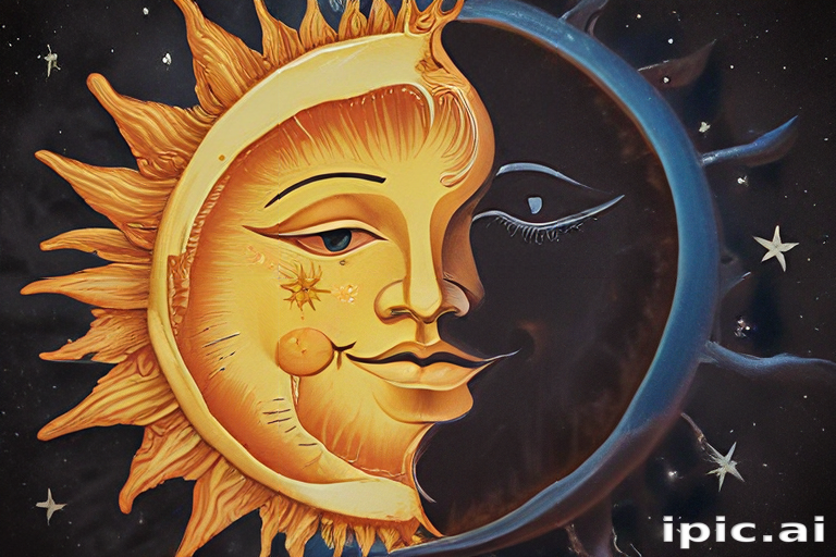 Artistic Representation of the Sun and Moon in Perfect Harmony