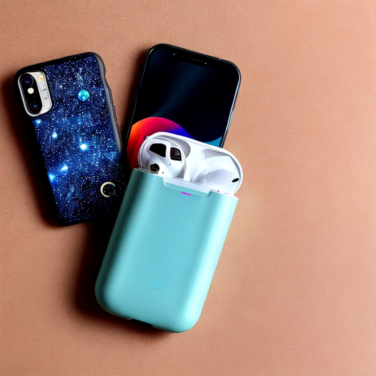phone case with airpod case attached, solar panel in corner