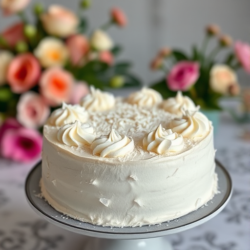 A Beautifully Decorated Vanilla Cake Surrounded by Fresh Blossoming ...