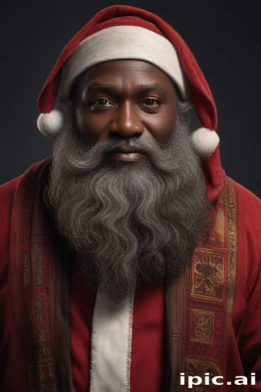 A Joyful Santa Claus with a Lush Beard and Classic Red Suit.