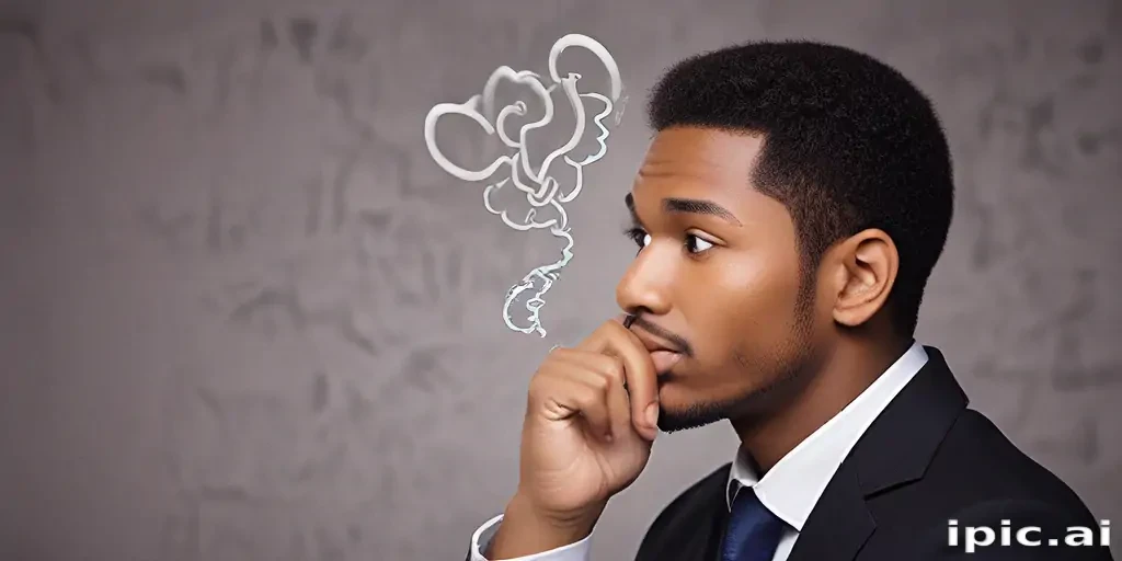 Thoughtful Young Man in Suit Contemplating Ideas with Creative Smoke ...