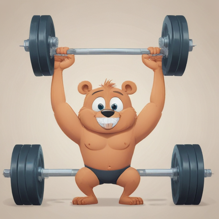 cartoon animal weightlifting a barbell above its head