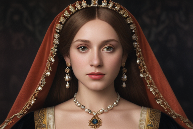 realistic and powerful photo of queen Katherine of Aragon in real life ...