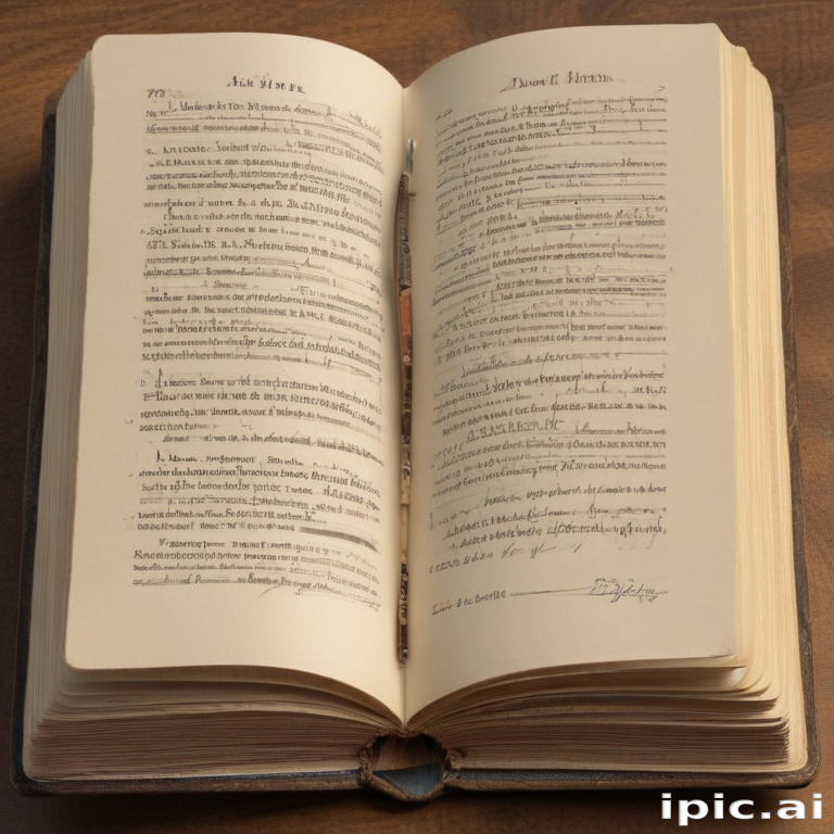 An Open Antique Book Showcasing Handwritten Notes and Elegant Script