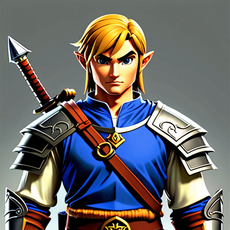 a cartoon warrior similar to link, in the style of Brad colbow