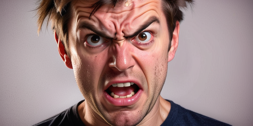 Intense Expression of Anger and Frustration Captured in Close-Up ...