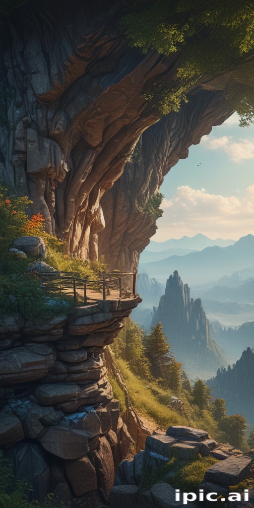 Majestic Mountain Landscape Featuring a Scenic Overlook and Lush Greenery