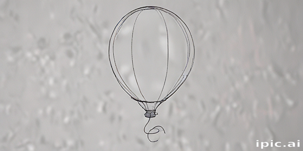 A Delicate Wireframe Representation of a Hot Air Balloon in Flight.