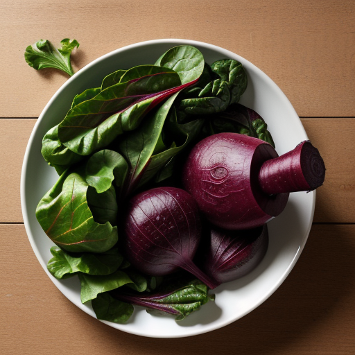 A Fresh Arrangement of Colorful Beets and Vibrant Leafy Greens in a Bowl