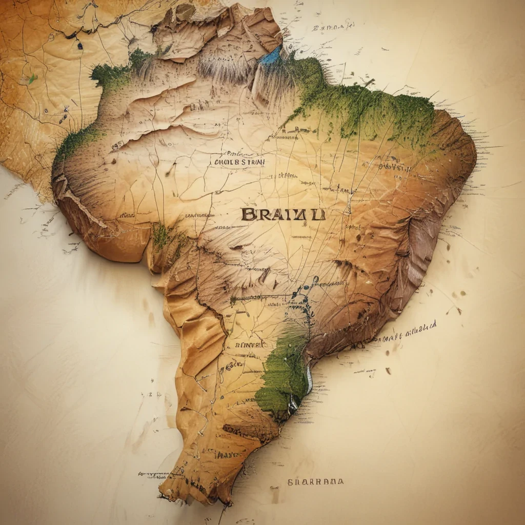 Intricate 3D Map of Brazil Illustrating Geographic Features and Terrain ...