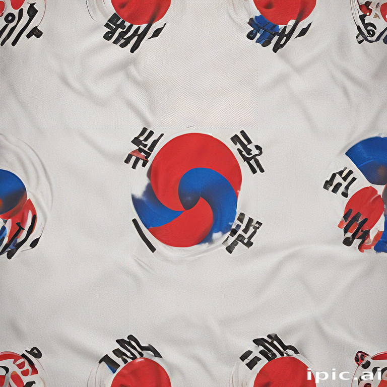 Dynamic Patterns Featuring the South Korean Flag and Artistic Text Elements