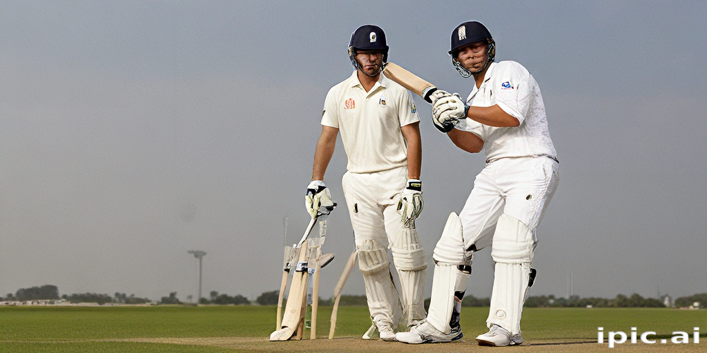 Two Cricket Players Preparing for a Match on a Sunny Day