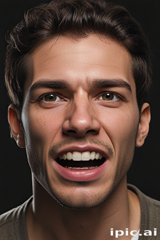 Expressive Portrait of a Young Man with an Intense Facial Expression