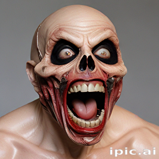 Terrifyingly Realistic Sculpture of an Open-Mouthed Zombie-Like Creature