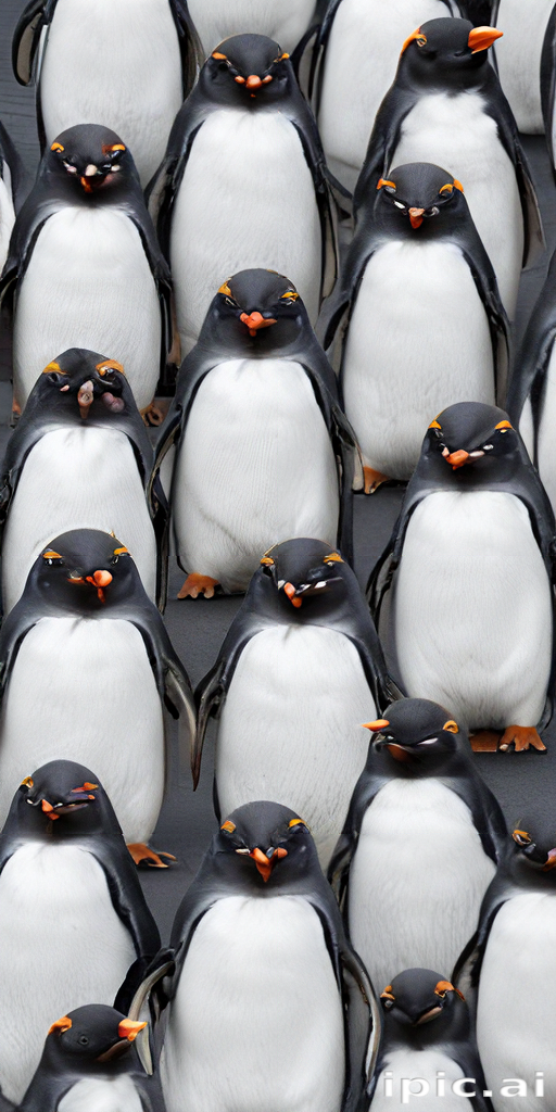 A Large Group of Adorable Penguins Standing Together in Formation.