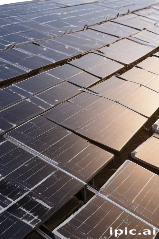Aerial View of Solar Panels Collecting Sunlight on a Rooftop Installation.