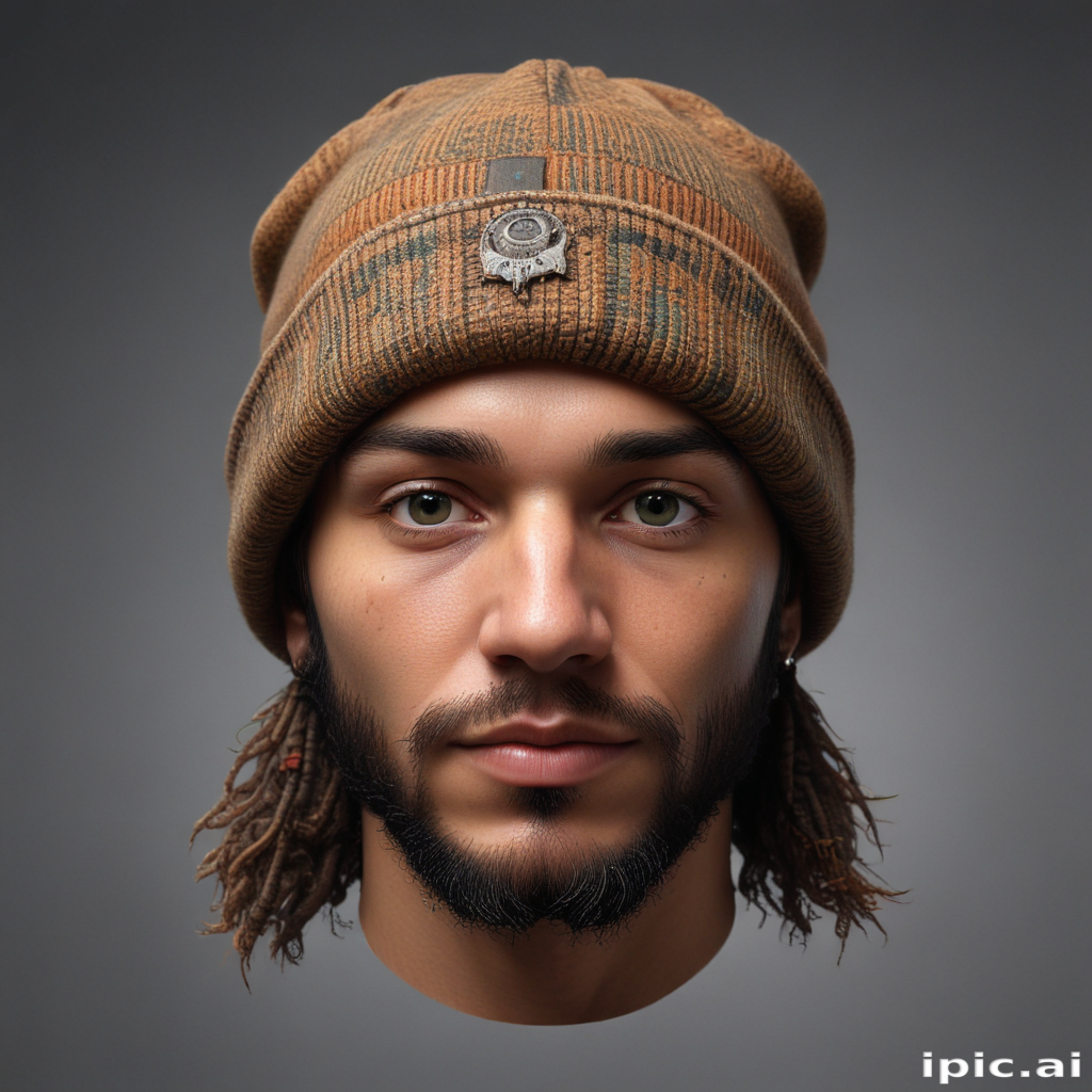 Close-Up Portrait of a Young Man Wearing a Stylish Beanie Hat