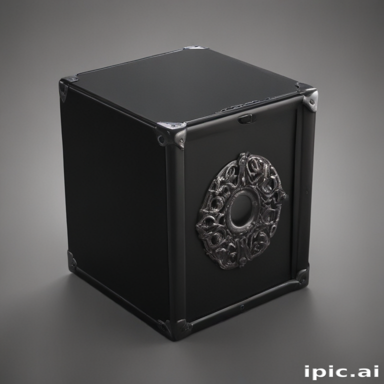 Intricately Designed Black Box with Decorative Silver Pattern on Front