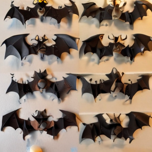 Creative Assembly of Bat Models Showcasing Various Wing Positions and ...