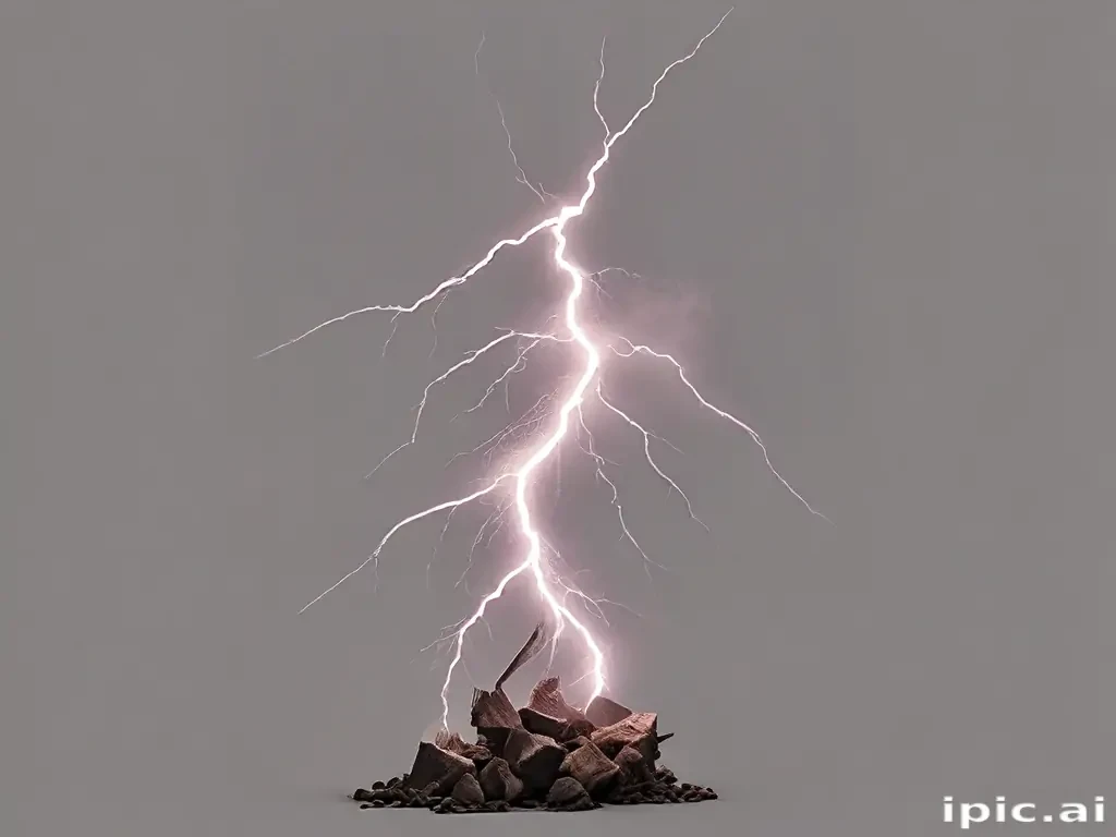 Dynamic Display of Nature's Power: Lightning Striking a Rocky Ground ...