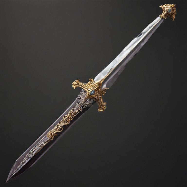 Exquisite Fantasy Sword with Intricate Design and Glimmering Details